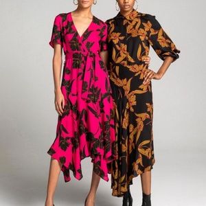 A.L.C. | Dresses | Alc Coral Hot Pink Floral Silk Wrap Cora Dress ...